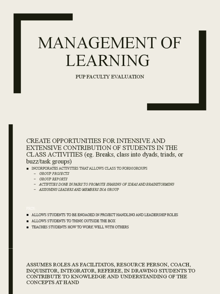 Management of Learning: Pup Faculty Evaluation | PDF