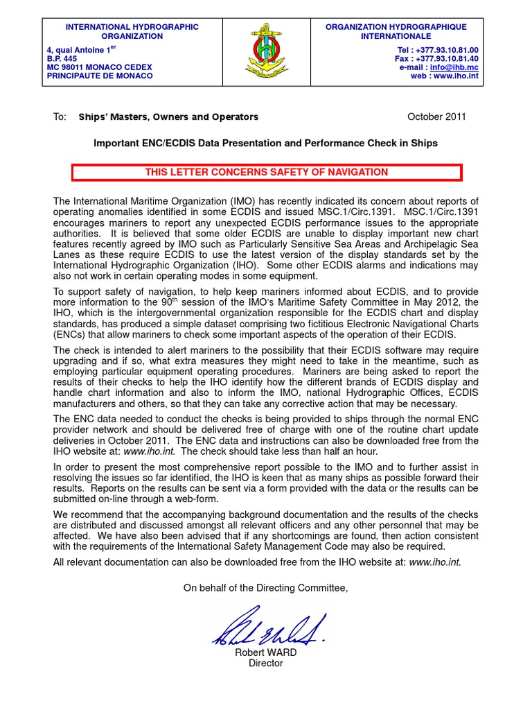 ECDIS Check-Accompanying Letter PDF | PDF