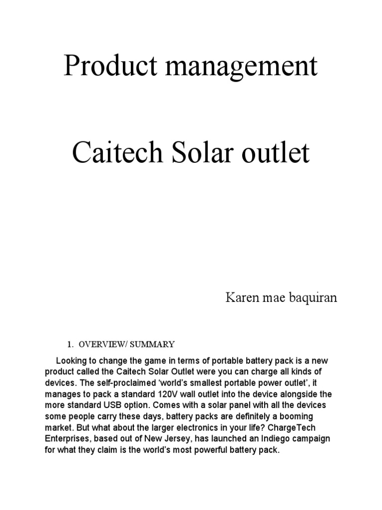 Product Management Caitech Solar Outlet: Karen Mae Baquiran | PDF | Ac ...