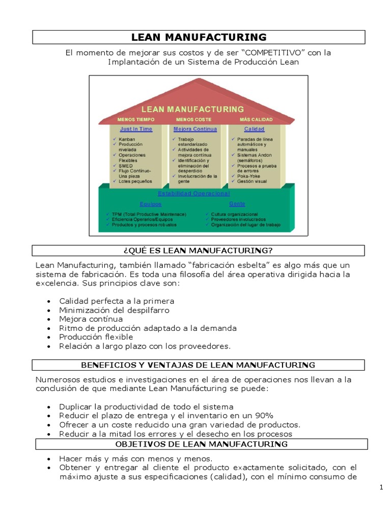 Lectura Lean Manufacturing | Descargar gratis PDF | Lean Manufacturing | Calidad (comercial)