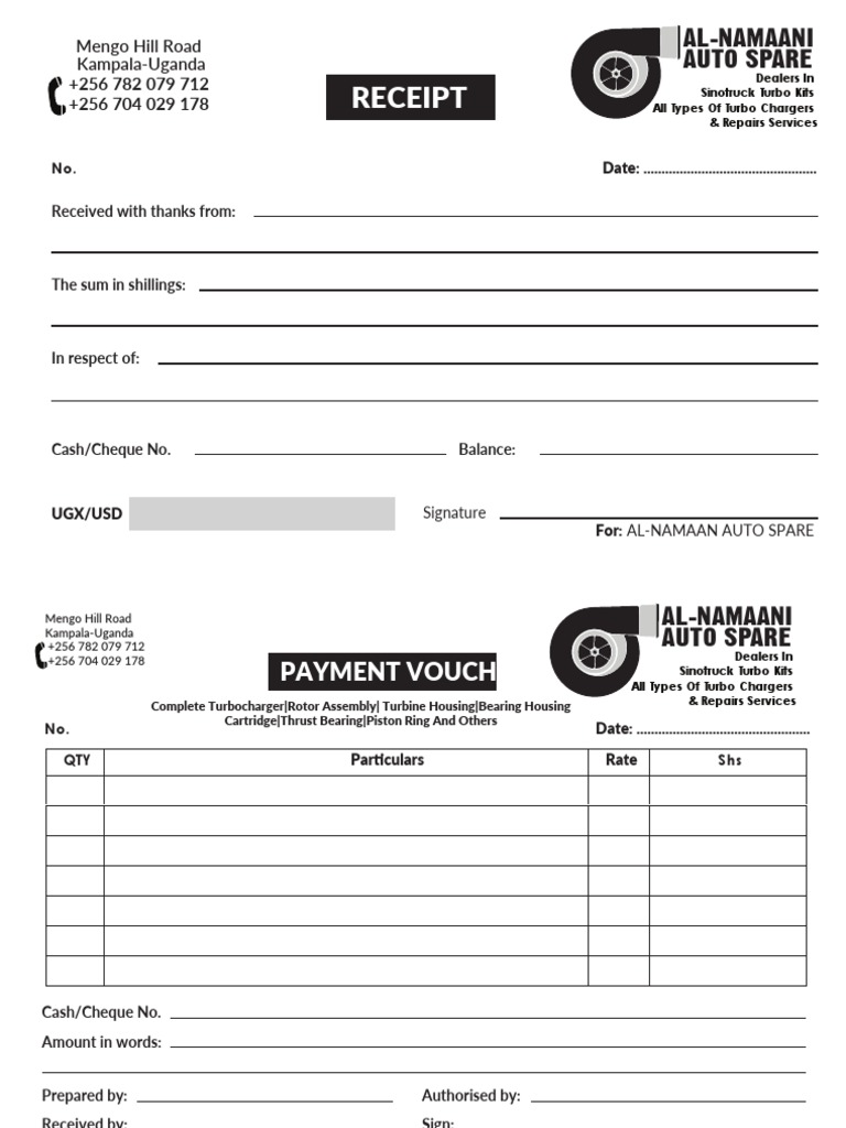 Auto Spare Receipt Template Uganda | PDF | Payments | Business Documents