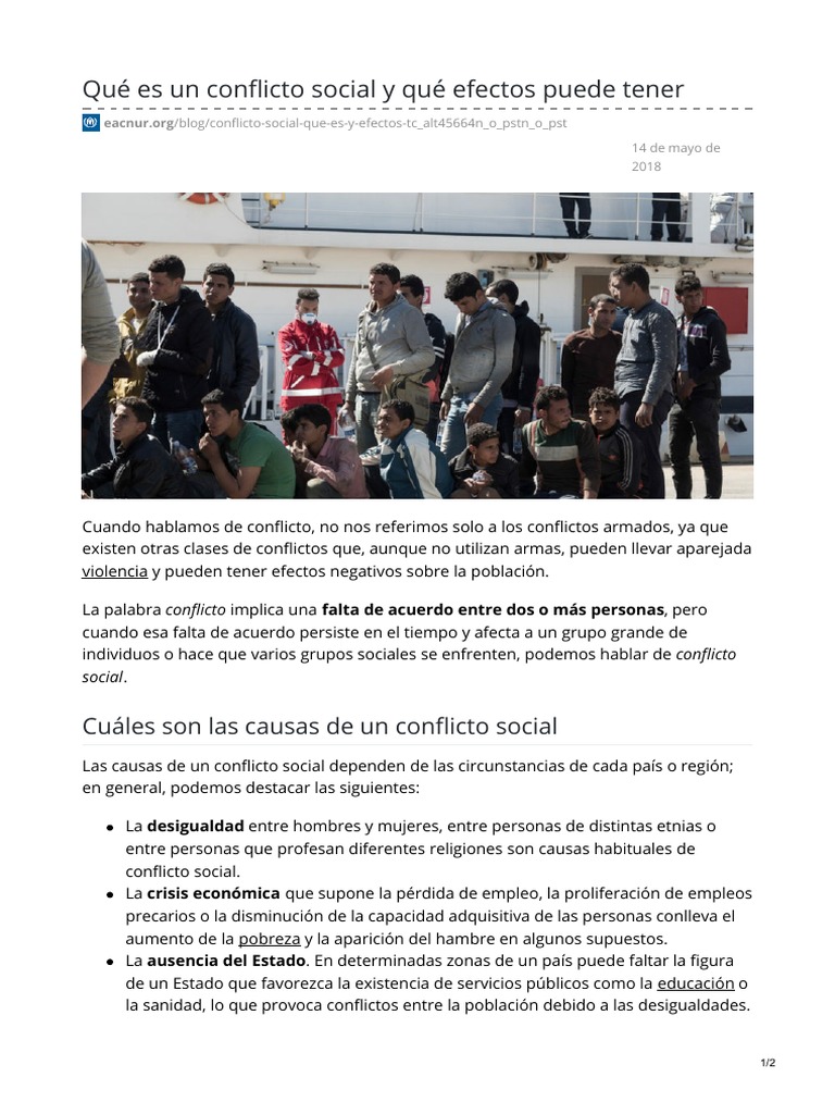Qué Es Un Conflicto Social y Qué Efectos Puede Tener | PDF ...