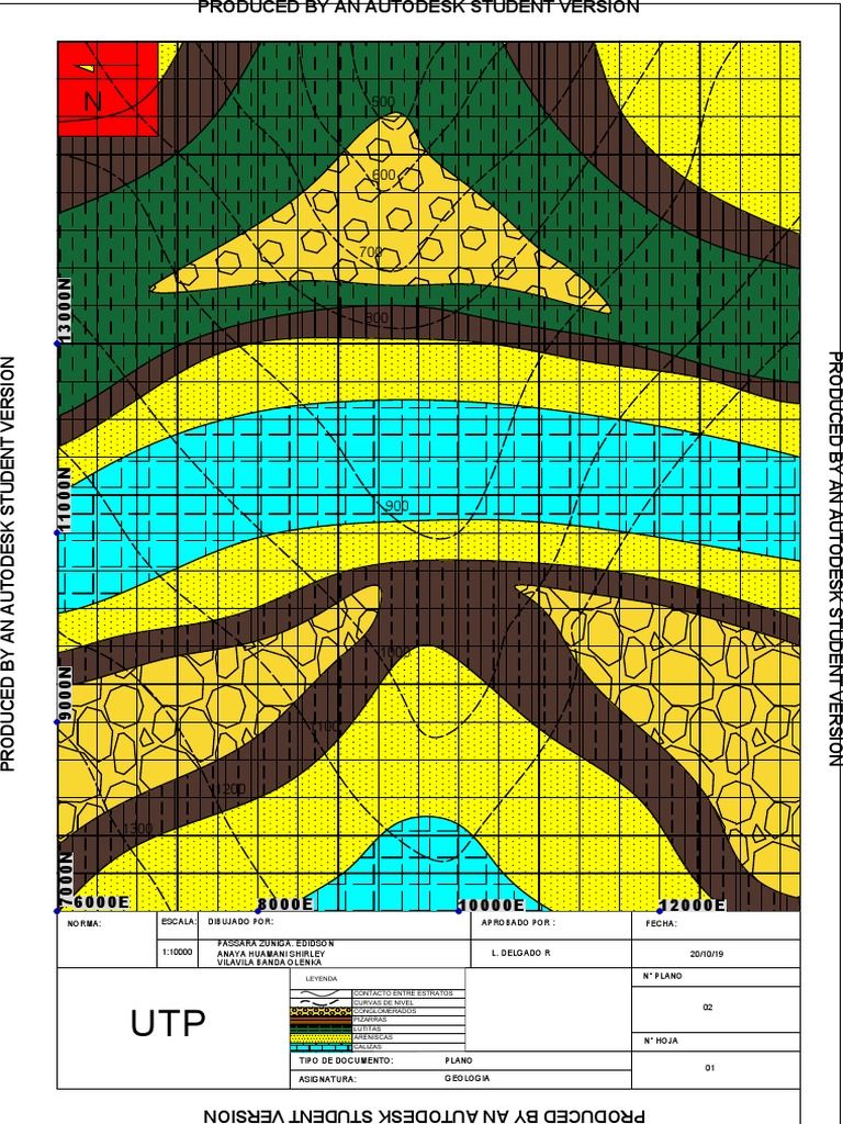 Geological Survey Map Depicting Elevation Contours, Rock Types and ...