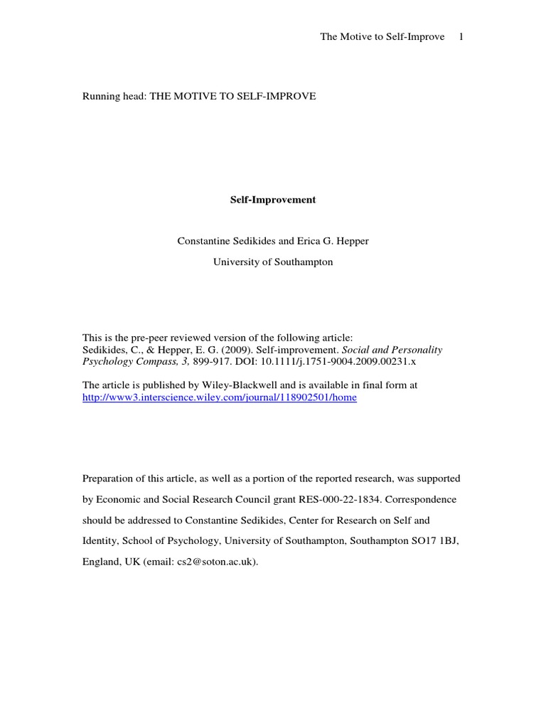 Self Improvement PDF | PDF | Affect (Psychology) | Motivation