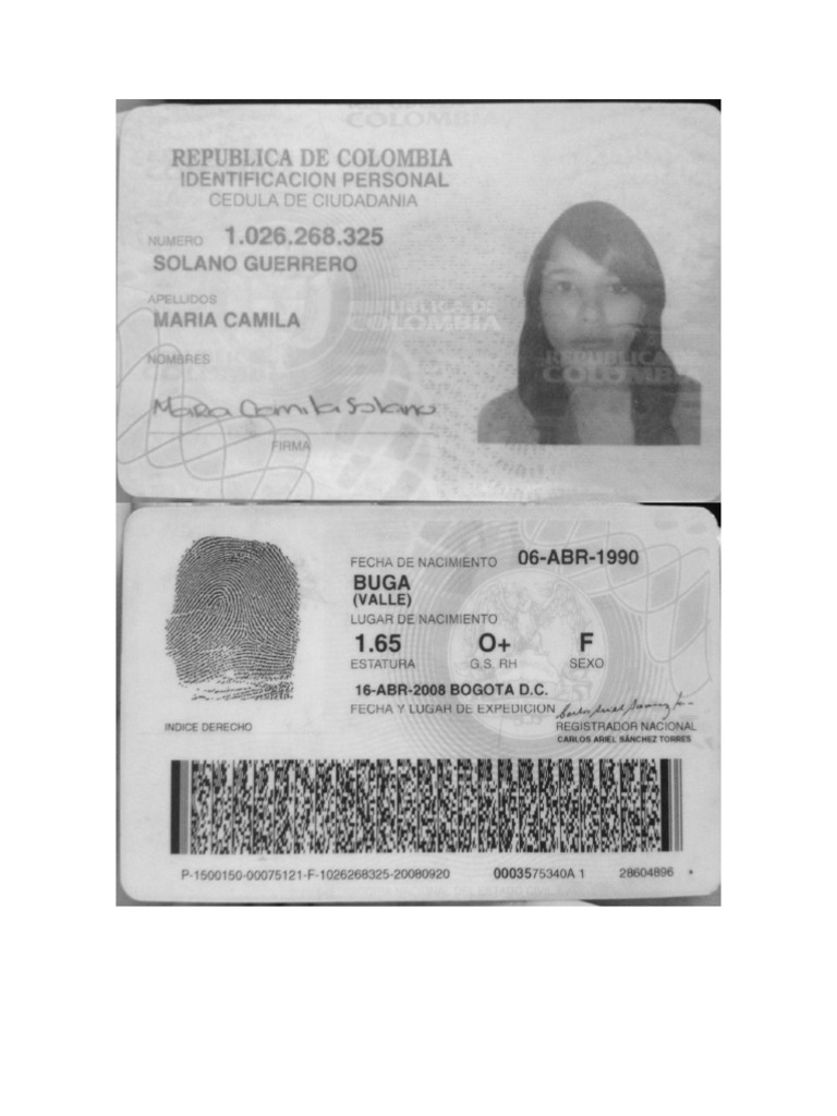 Cedula Maria Camila Solano | PDF