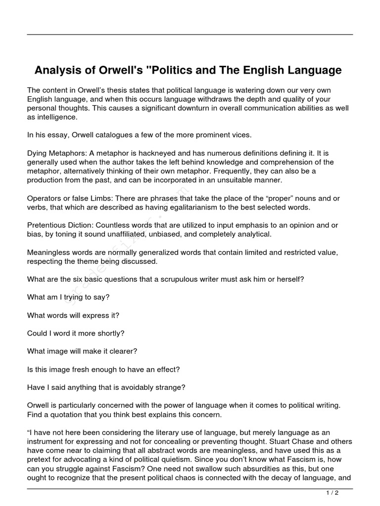 Orwell's Political Language Critique | PDF | Semiotics | Cognitive Science