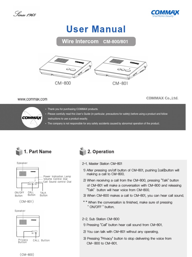 User Manual: Wire Intercom | PDF | Power Supply | Manufactured Goods