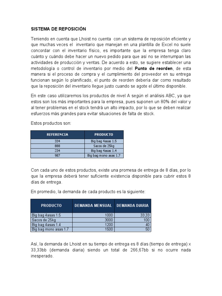 Sistema de Reposición | PDF | Inventario | Economias