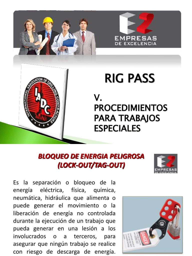 Rig Pass 5 Procedimientos Trabajos Especiales PDF | PDF | Bloqueo ...