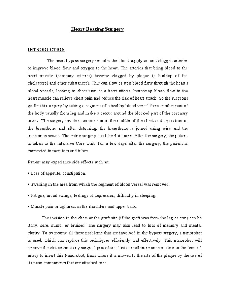 Beating Surgery Final | Download Free PDF | Coronary Artery Bypass ...