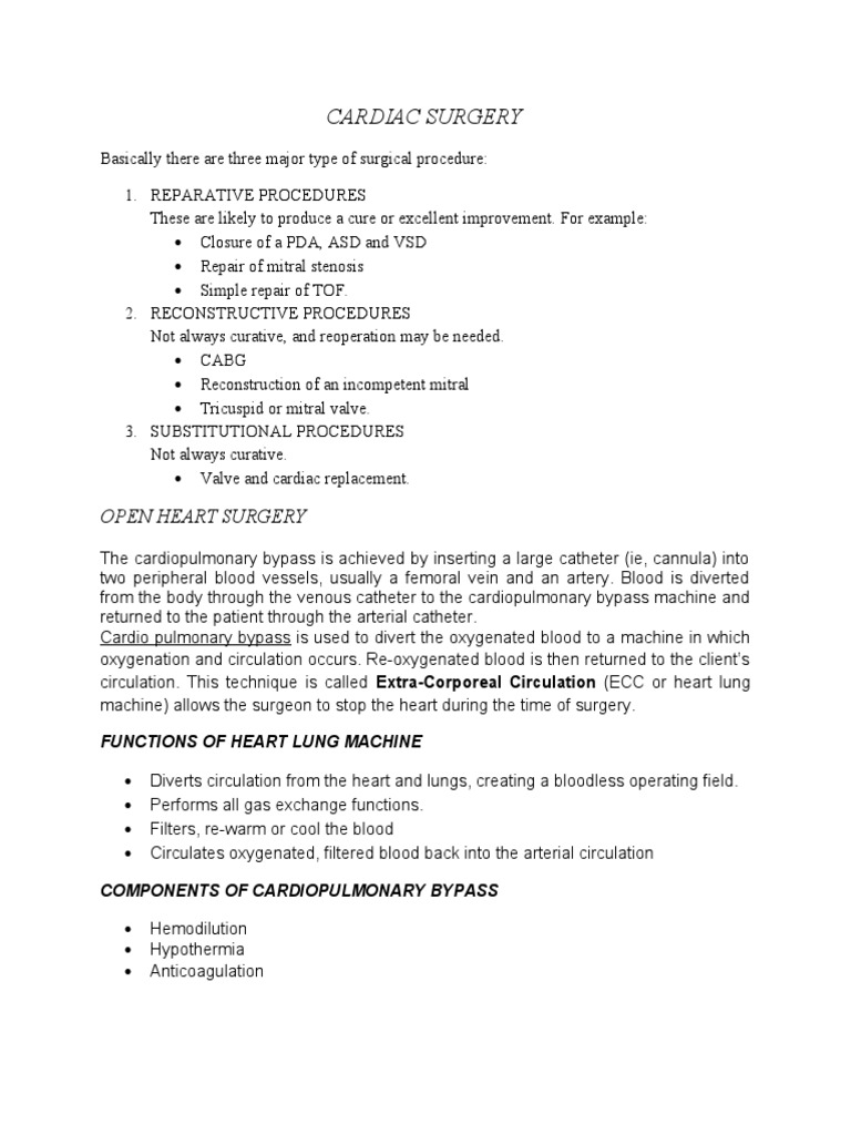 Cardiac Surgery | PDF | Heart | Heart Valve