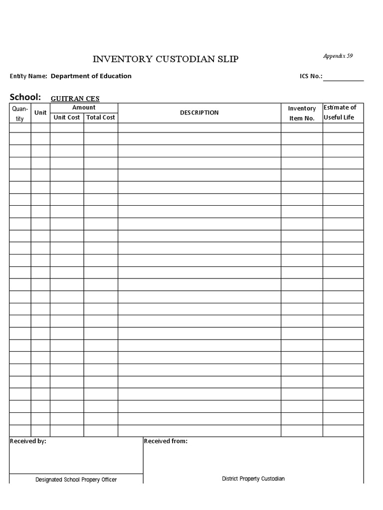 Form - ICS (Appendix 59) Blank | PDF