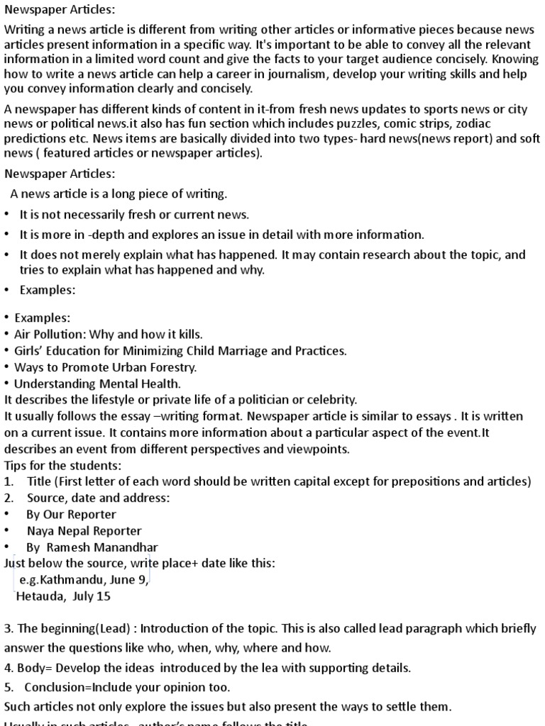 Writing Effective Newspaper Articles | PDF | News | Newspapers