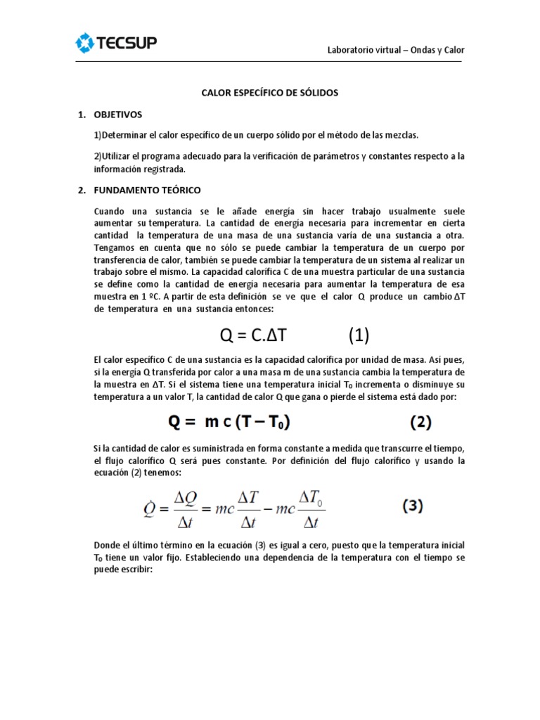 Laboratorio03 OC | PDF | Calor | Capacidad calorífica