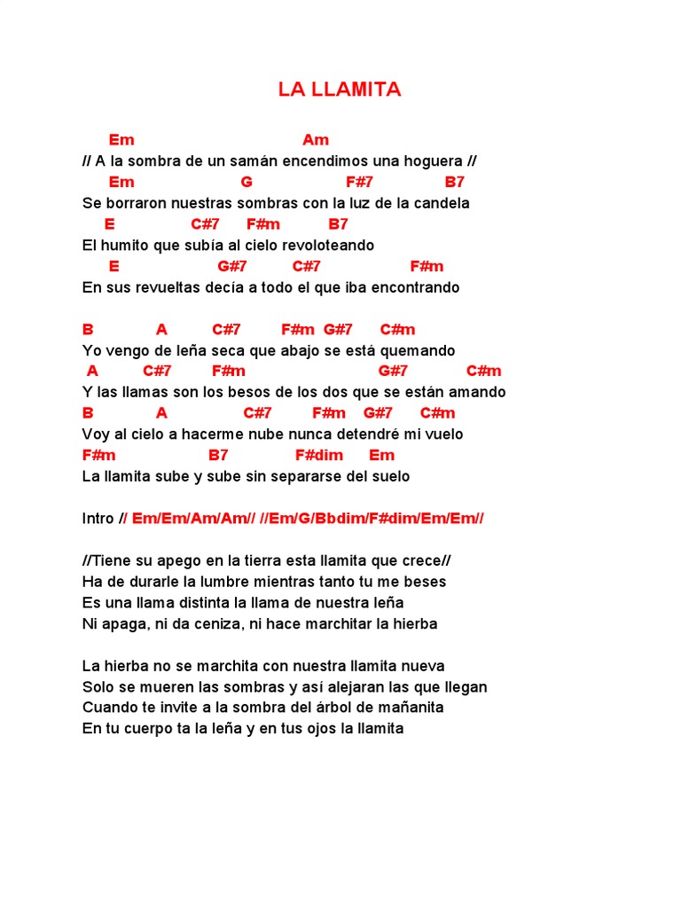 La Llamita: Letra y Acordes | PDF