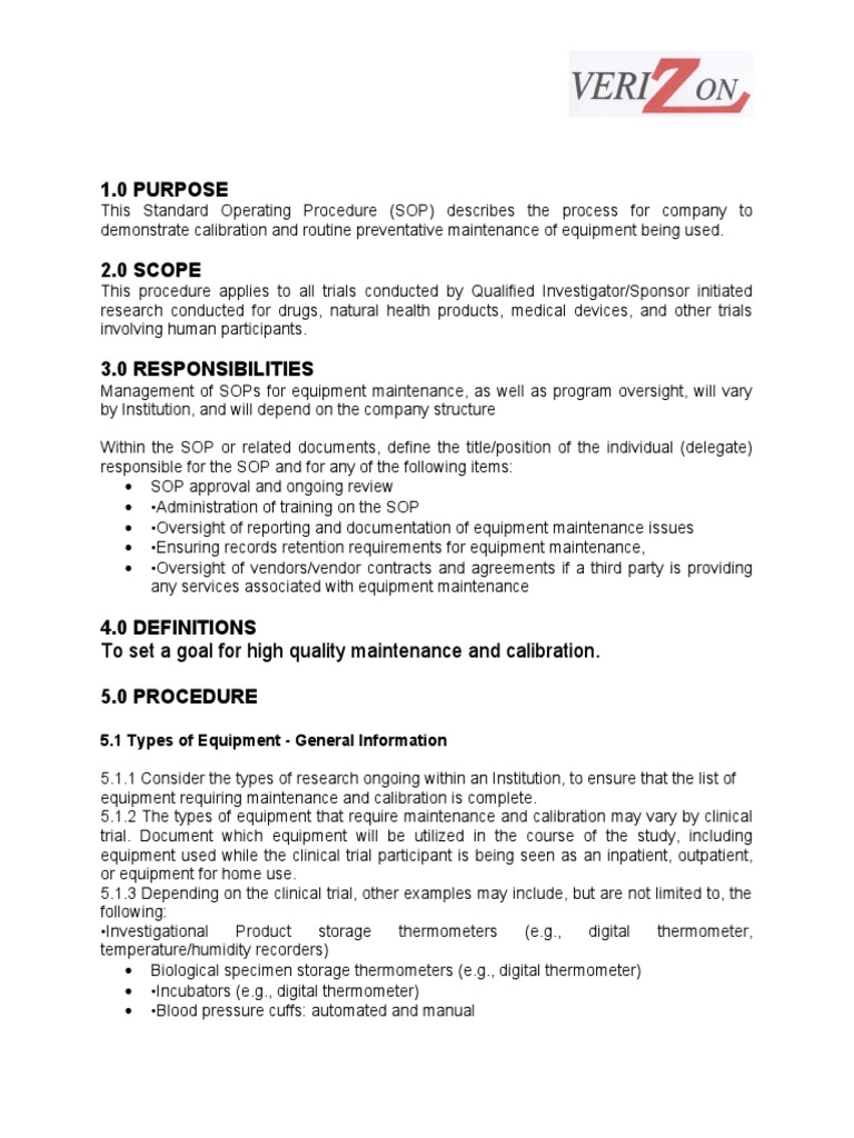 SOP For Calibiration | PDF | Calibration | Clinical Trial