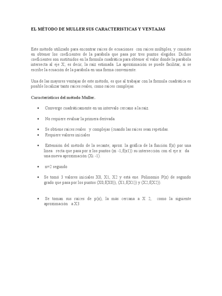 El Método de Muller Sus Caracteristicas y Ventajas | PDF