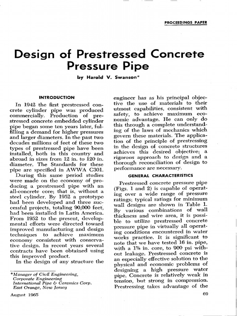 Design of Prestressed Concrete Pressure Pipe | PDF | Elasticity ...