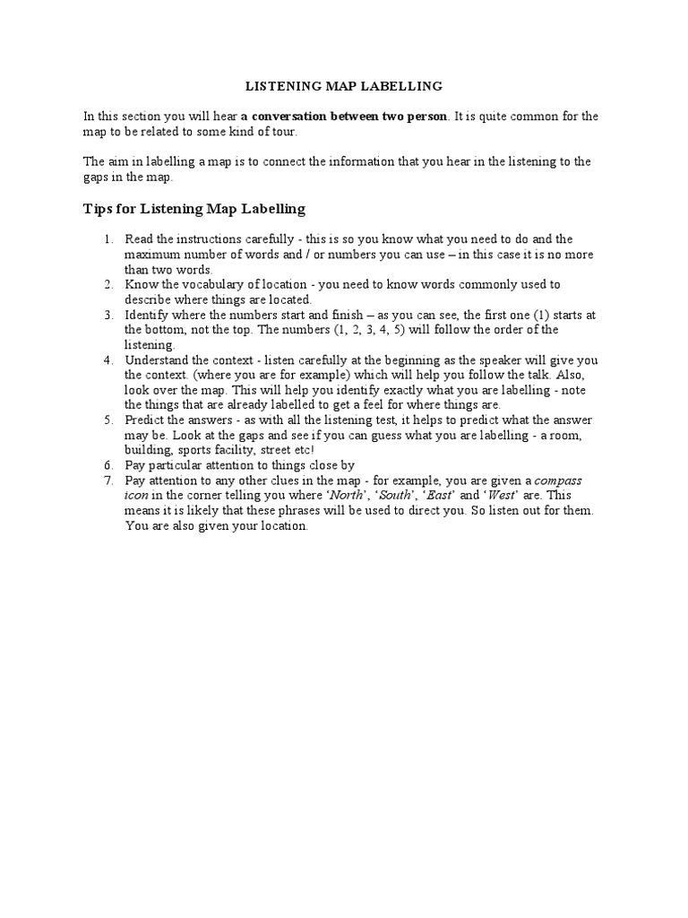 Listening Map Labelling | PDF