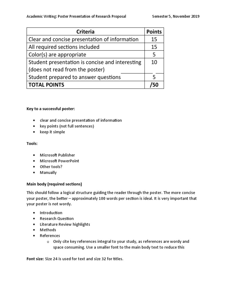 Criteria Points: Key To A Successful Poster | PDF