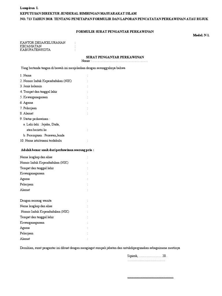 Formulir Perkawinan N1 N2 | PDF