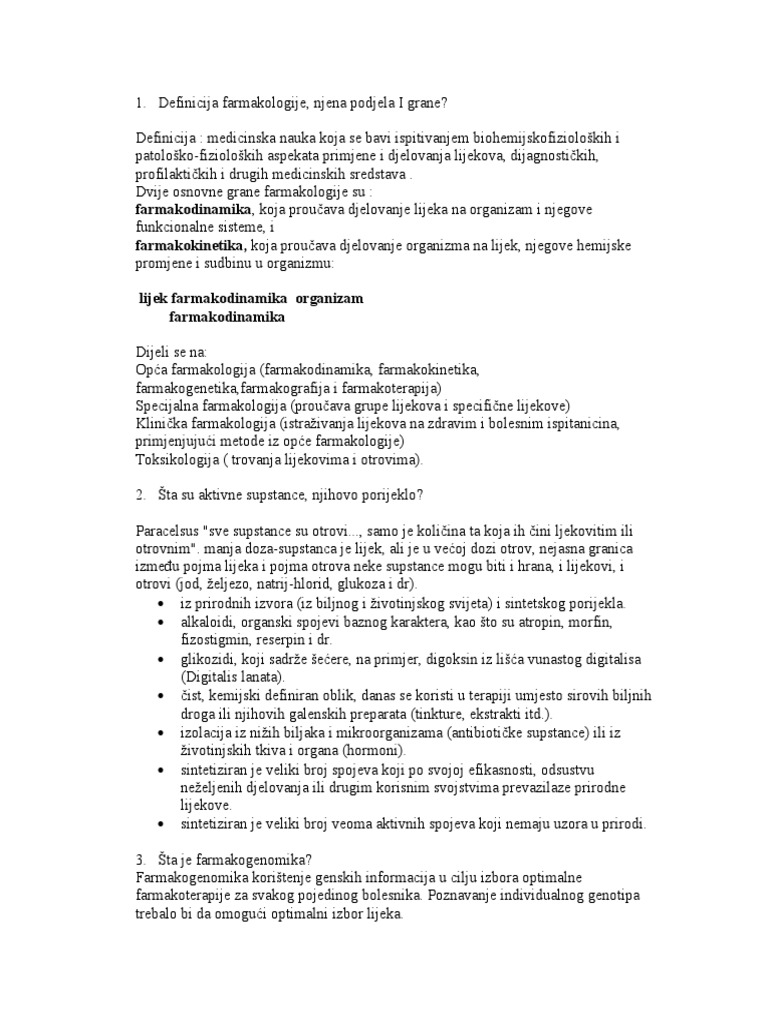 Definicija Farmakologije | PDF