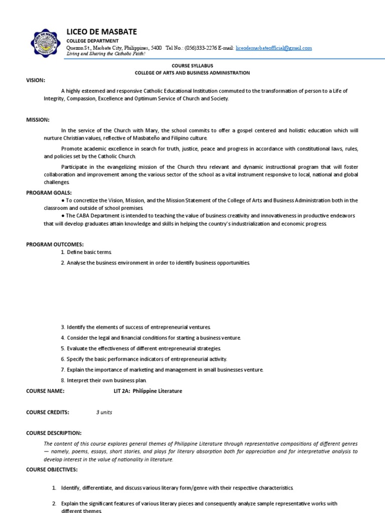 Liceo de Masbate: Vision | PDF | Genre | Essays