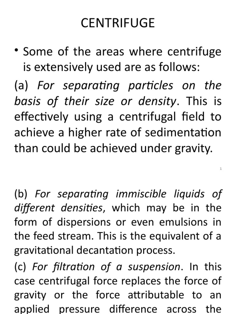 Che 321 Centrifugation 2 | PDF | Centrifuge | Viscosity