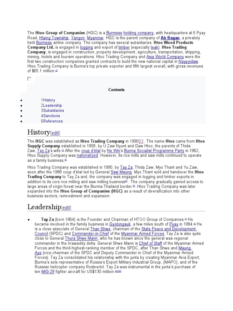 Htoo Hotel Group | PDF | Myanmar | Companies