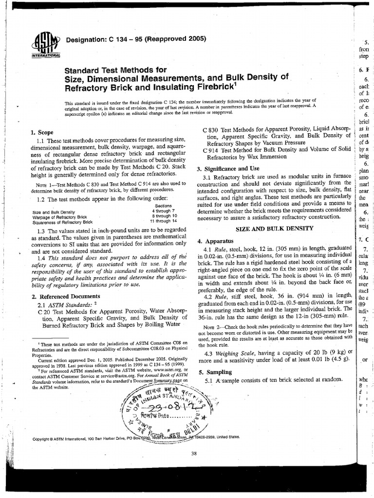 Astm C - 134 - 2005 | PDF