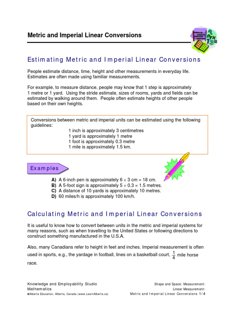 Metric and Imperial Linear Conversions | PDF | Foot (Unit) | Inch