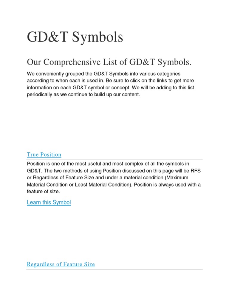 Our Comprehensive List of GD&T Symbols | PDF | Space | Teaching Mathematics
