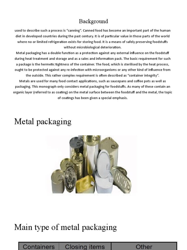 Metal Packaging | PDF | Canning | Packaging And Labeling