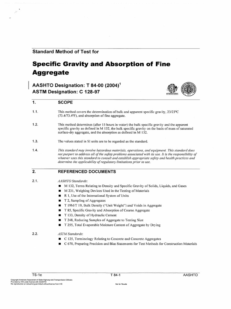 Aashto T84-00 (2004) 1 | PDF
