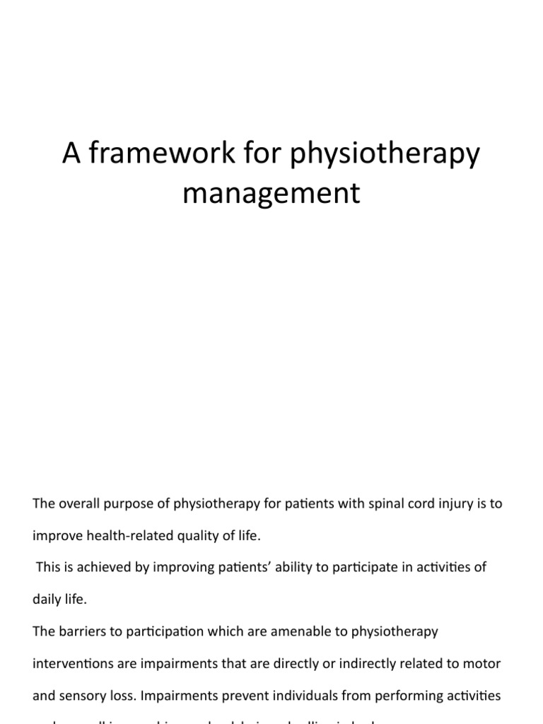 A Framework For Physiotherapy | PDF | Disability | Physical Therapy