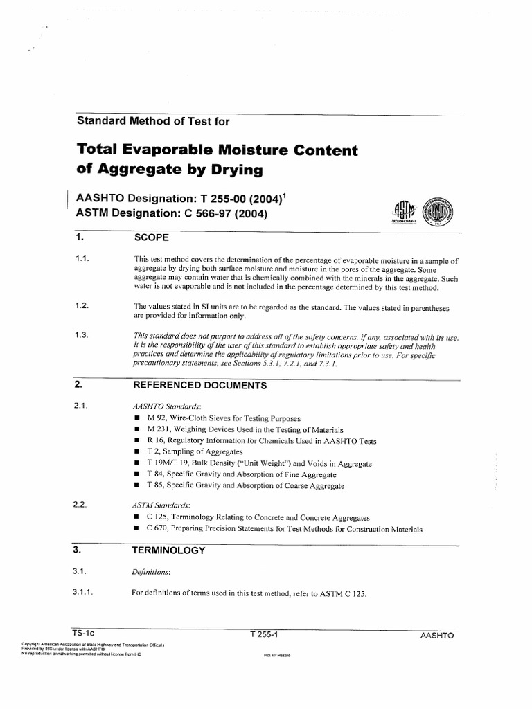 Aashto T255-00 (2004) 1 | PDF