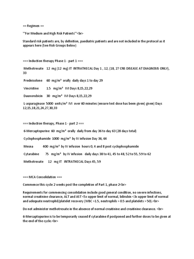 BFM 95 Protocol | PDF | Leukemia | Diseases And Disorders