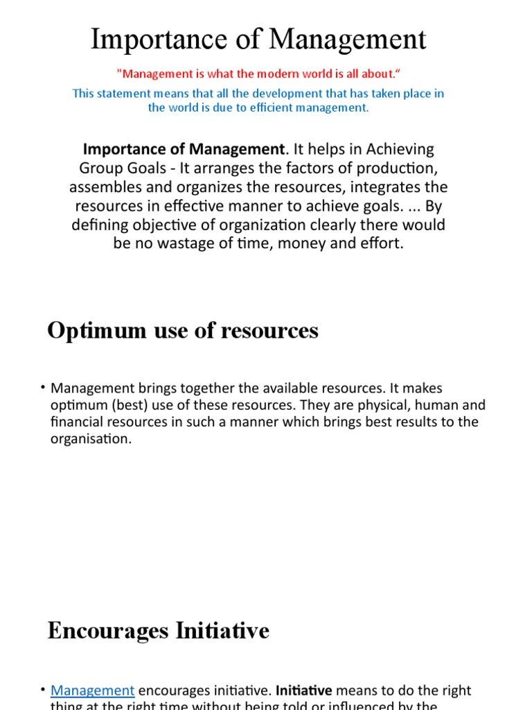 Presentation - Importance & Significance of Management | PDF