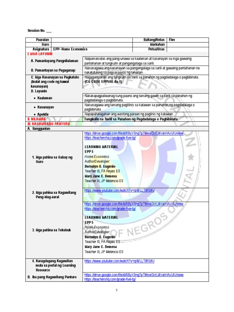 EPP HE Grade 5 Final | PDF