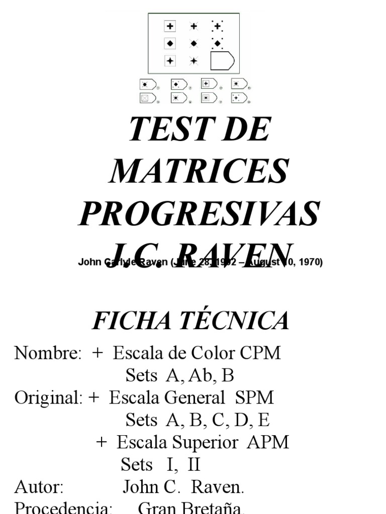 Test de Matrices Progresivas | PDF | Inteligencia | Cociente de ...