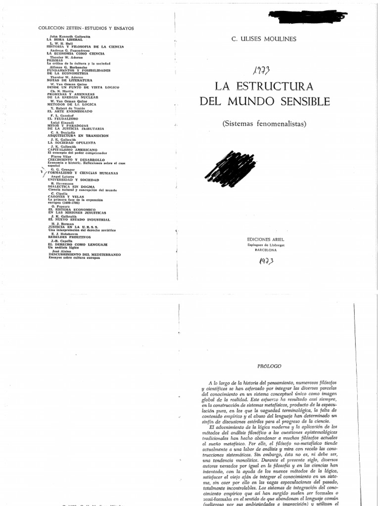 Moulines Ulises 1973 La Estructura Del Mundo Sensible OCR PDF | PDF ...