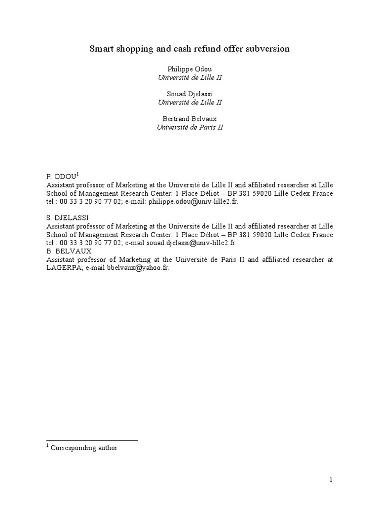 Smart Shopping and Cash Refund Offer Subversion: Université de Lille II ...