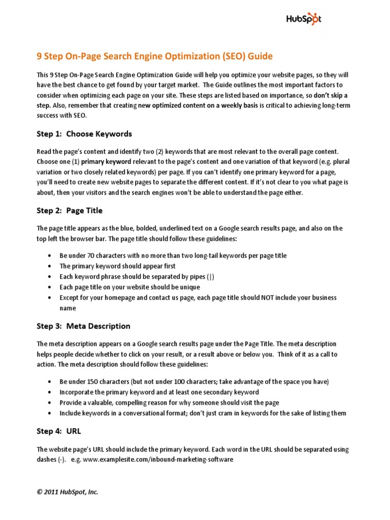 On-Page SEO Optimization Guide | PDF | Search Engine Optimization | Web ...