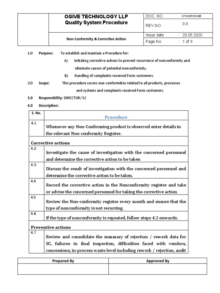 Addressing Non-Conformities and Customer Complaints through Corrective ...