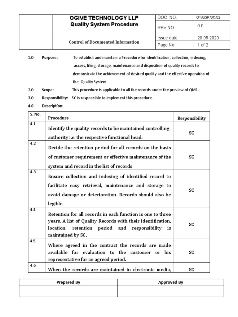 QSP Control of Documented Information | PDF | Quality Management System ...