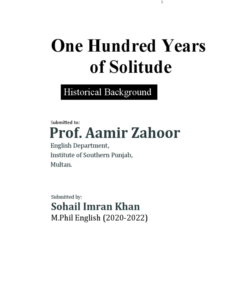 Historical Context of "One Hundred Years of Solitude" | PDF | Gabriel ...