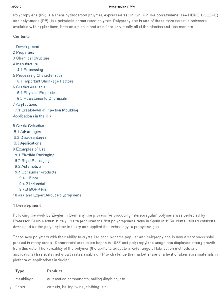 Polypropylene (PP) | PDF | Polyethylene | Polymers