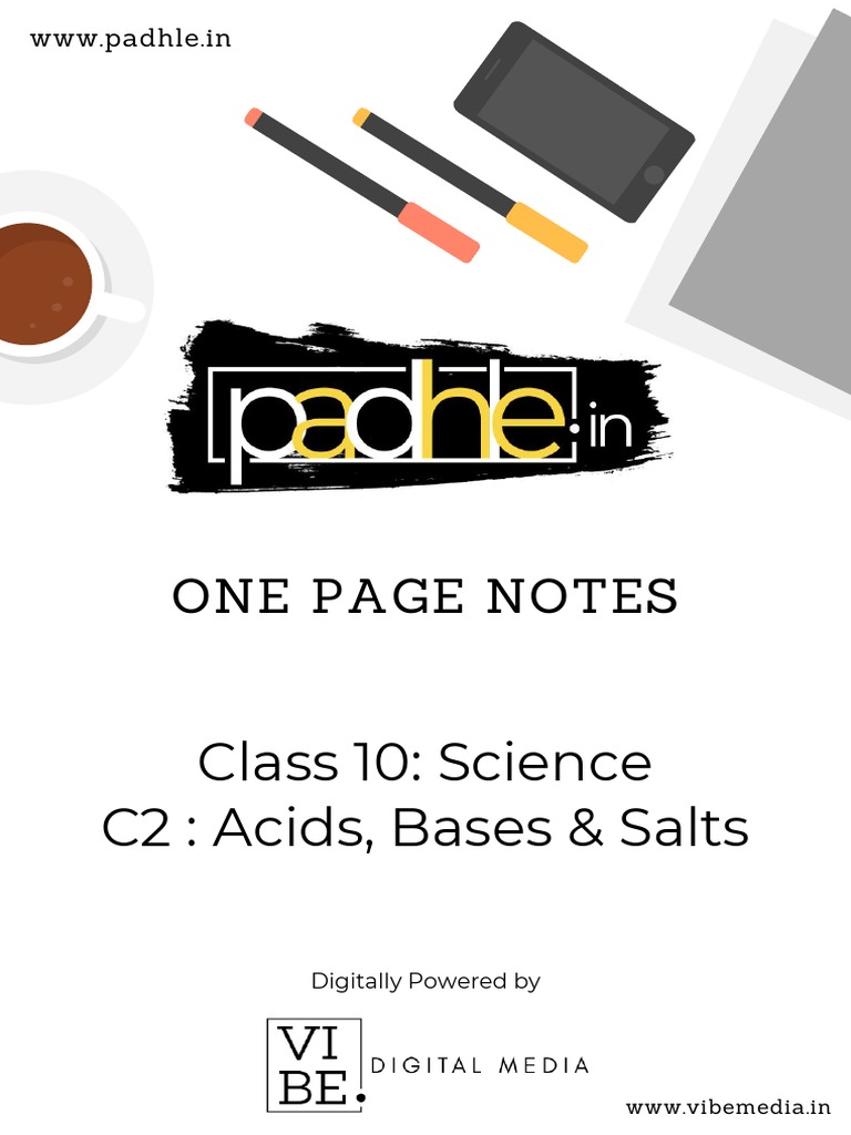 One Page Notes: Class 10: Science C2: Acids, Bases & Salts | PDF