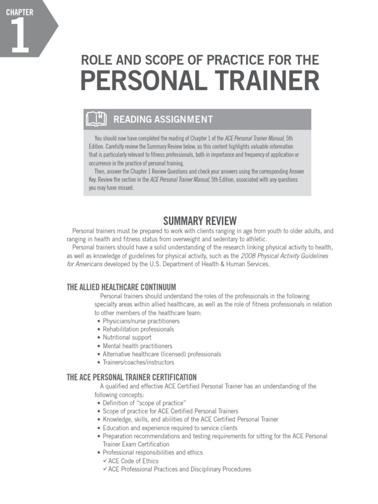 Personal Trainer: Role and Scope of Practice For The | PDF | Personal ...