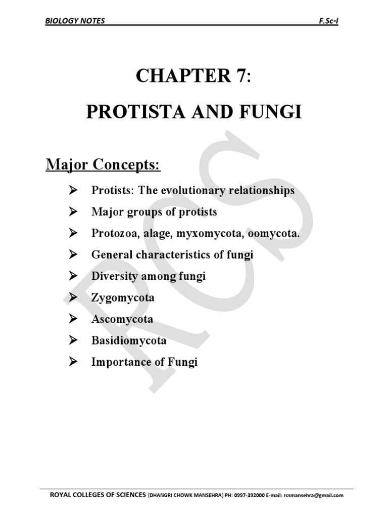 Biology Notes Chap VII | PDF | Fungus | Plasmodium